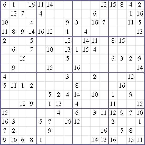 Sudoku Weekly - Free Online Printable Sudoku Games! 16x16 hard Puzzle