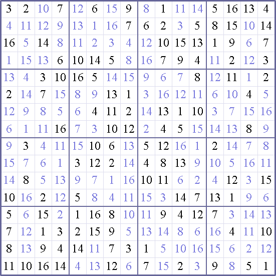 Sudoku Weekly - Free Online Printable Sudoku Games! 16x16 hard Solution