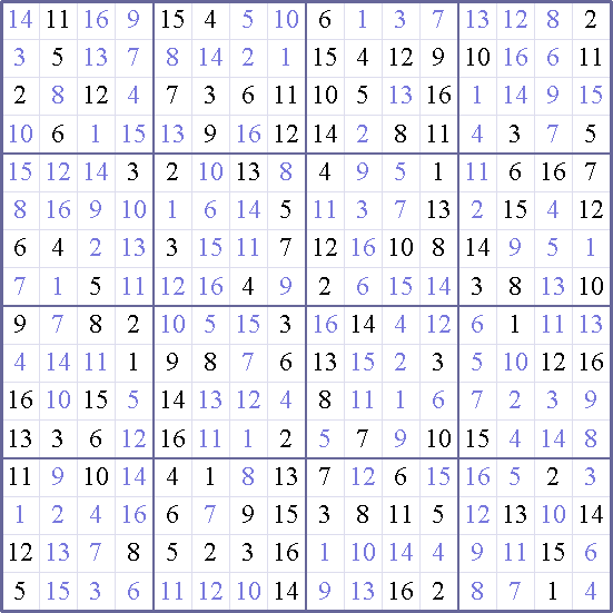 Sudoku Weekly - Free Online Printable Sudoku Games! 16x16 hard Solution