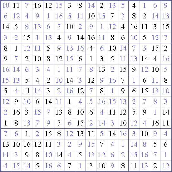 Sudoku Weekly - Free Online Printable Sudoku Games! 16x16 hard Solution