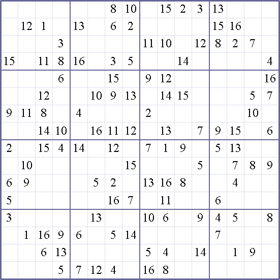 Sudoku Weekly - Free Online Printable Sudoku Games! 16x16 hard Puzzle