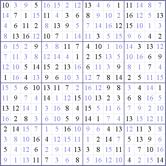 Sudoku Weekly - Free Online Printable Sudoku Games! 16x16 hard Solution