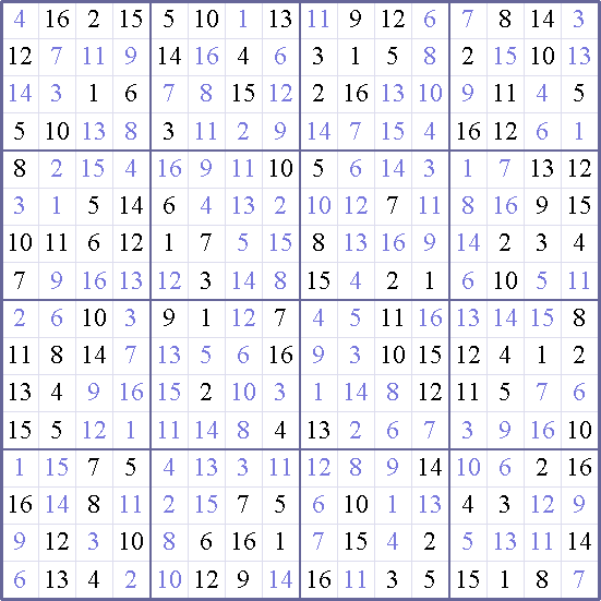 Sudoku Weekly - Free Online Printable Sudoku Games! 16x16 hard Solution