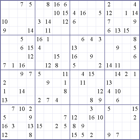 Sudoku Weekly - Free Online Printable Sudoku Games! 16x16 hard Puzzle