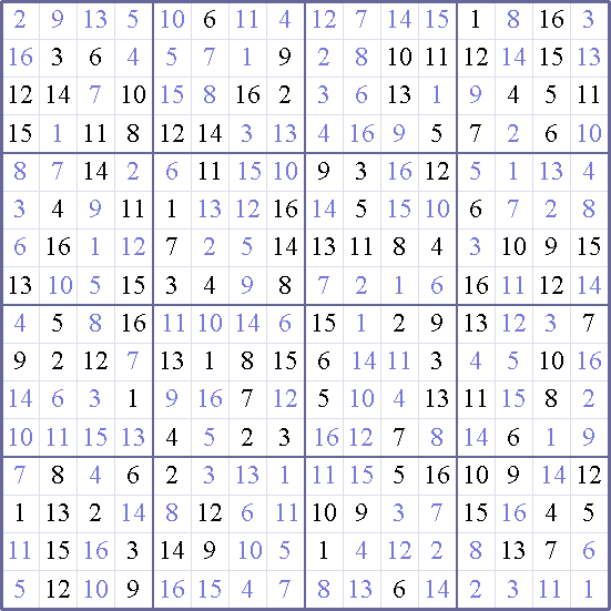 Sudoku Weekly - Free Online Printable Sudoku Games! 16x16 hard Solution